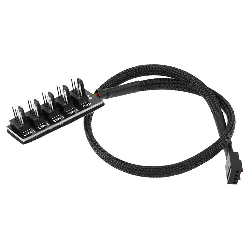 4 Pin CPU Fan Splitter Extension Cable 1 to 5 PC Computer Fan Power ...