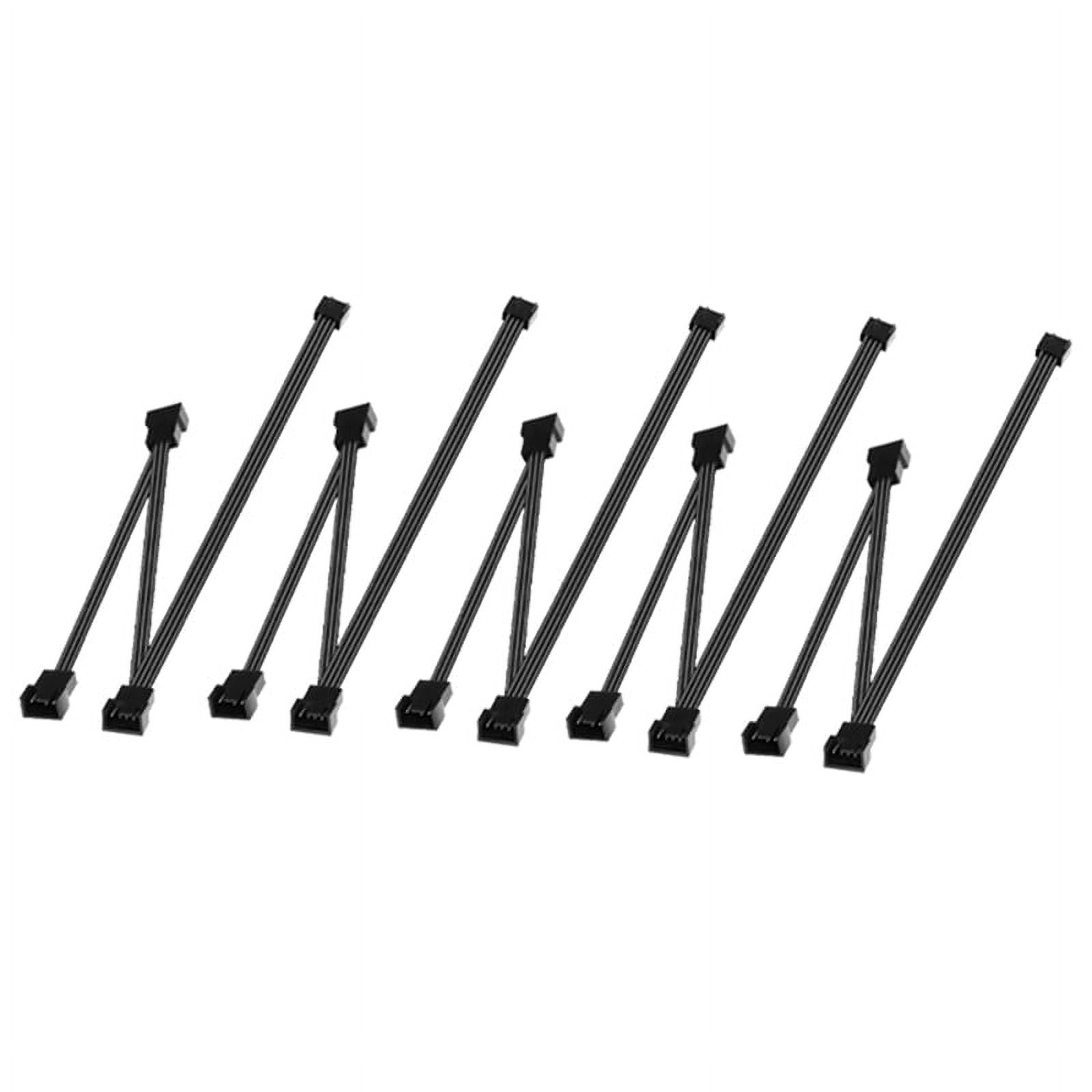 4 Pin CPU PWM Fan Cable 1 to 3 Way Splitter Black Sleeved Extension ...