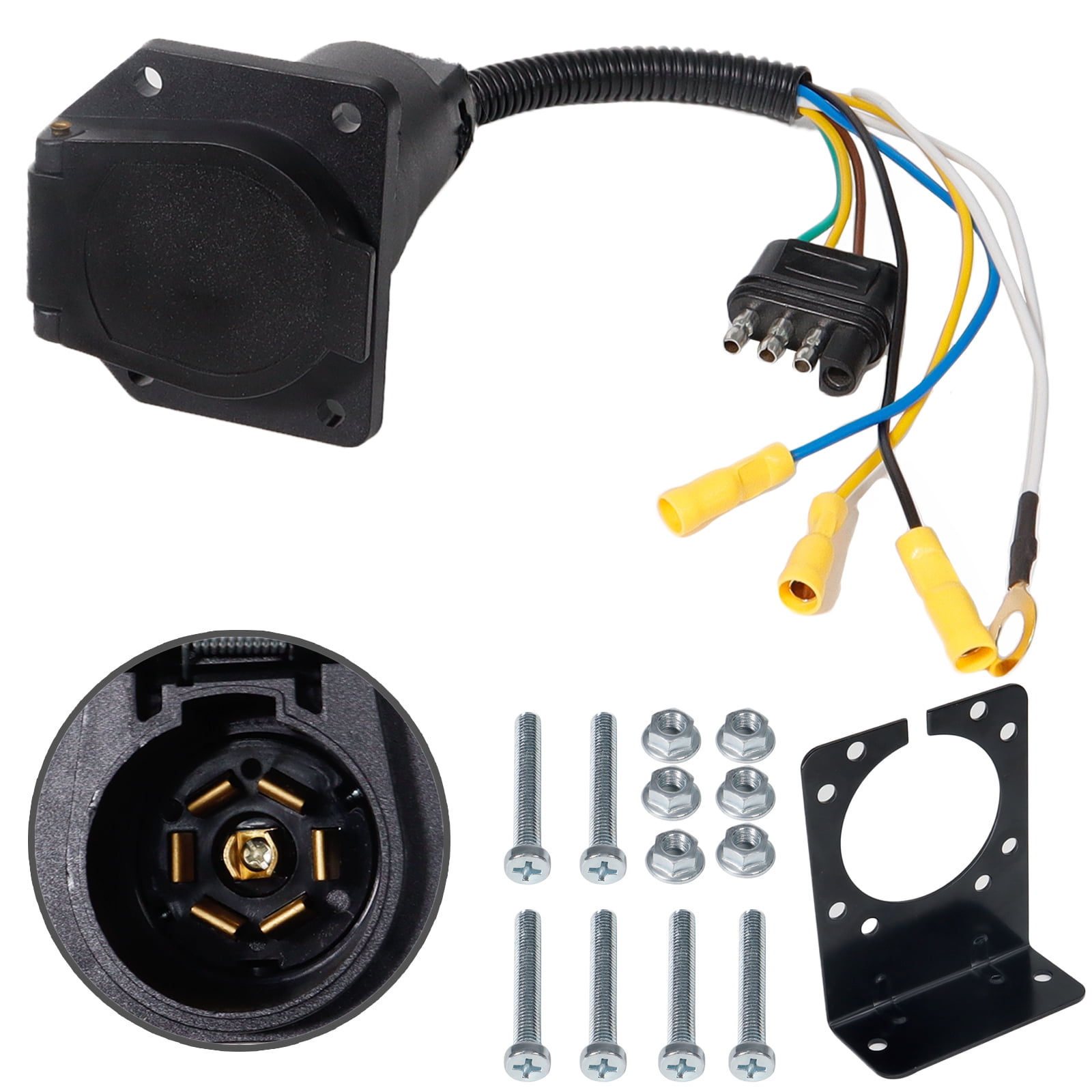 AUTOXBERT 4 Pin to 7 Way Blade Plug Adapter Tow Truck Light Wiring Connector for RV Trailer ...