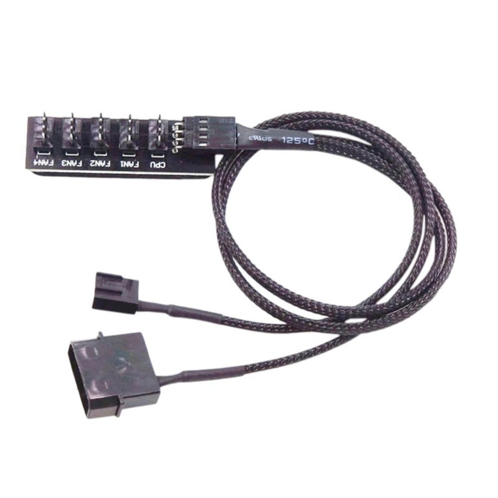 4 Pin PC Fan Hub 1 to 5 Way Internal Fan Power Supply Extension Cable ...