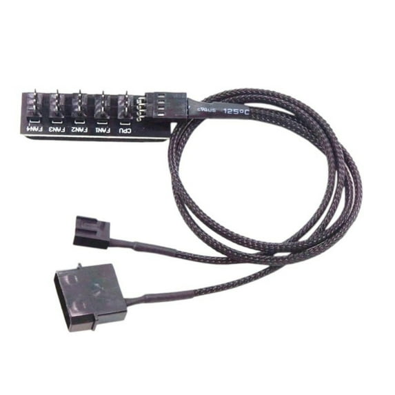 4 Pin PWM Fan Hub Splitter Power Supply Cable 1 to 5 Way PC CPU Cooling ...
