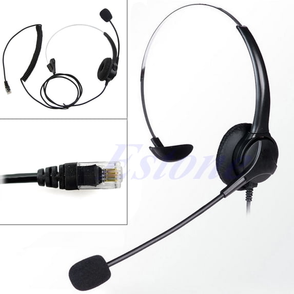 4-Pin RJ11 Monaural Corded Operator Call Center Telephone Headset ...