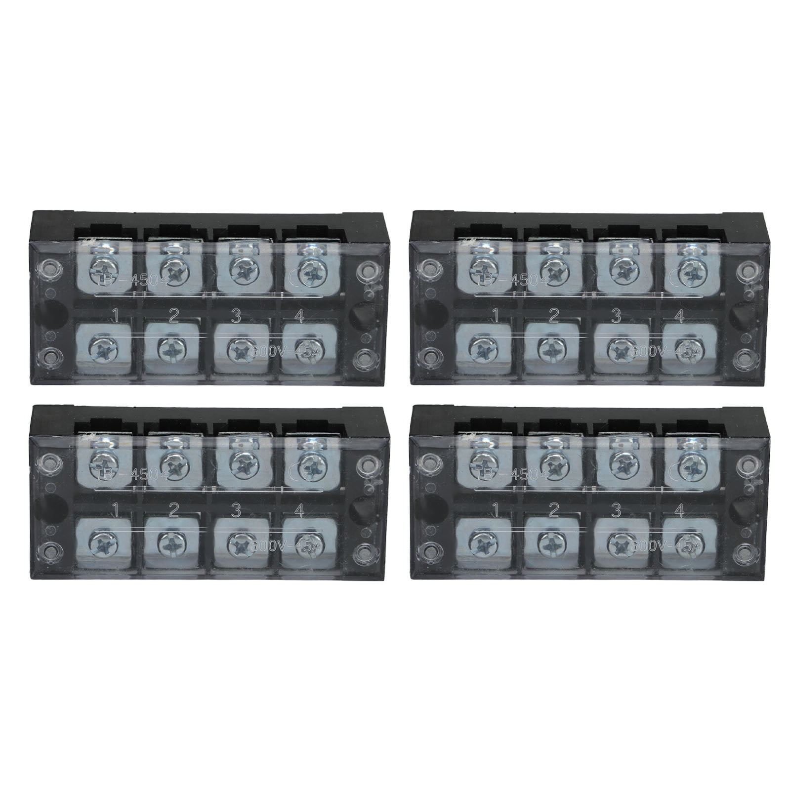 4-Pin Terminal Strip Block, 600V 45A Dual Row Fixed Terminal Barrier ...