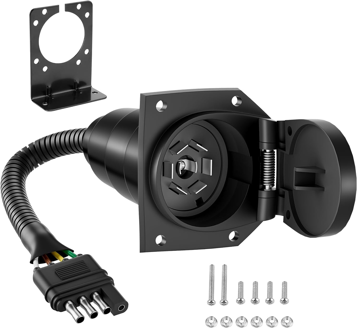 4 Pin to 7 Adapter Trailer Light 4-Way Flat Truck 7-Way Blade Reverse ...