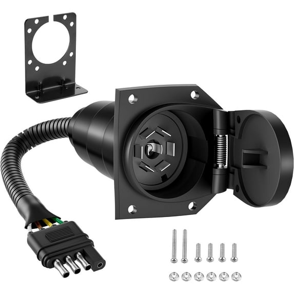 4 Pin to 7 Pin Adapter Trailer Light Adapter 4-Way Flat Truck to 7-Way ...