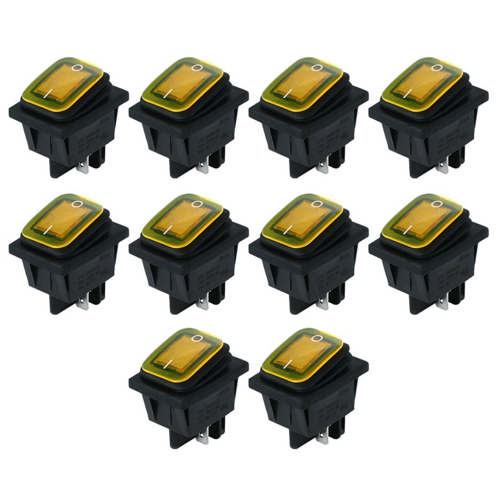 4 Pins Waterproof Rocker Switch 250V 16A Car Boat Button with LED Light ...