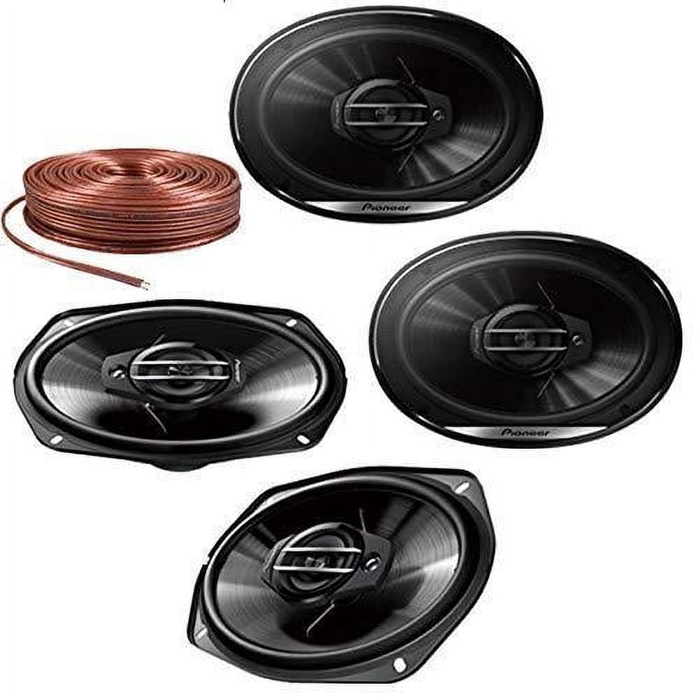 4 Pioneer TS-G6930F 6"x9" 800 Watts 3-Way Coaxial Car Speakers and Absolute SW16G50 50' 16 Gauge ...