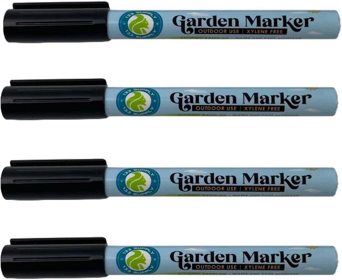 4 Pk Garden Marker Pen Black Uv Fade Resistant Permanent Marker For ...