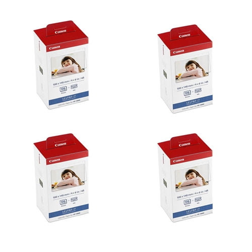 4 Pks Canon KP-108IN Color Ink and 4x6 Paper Set for SELPHY CP910 ...