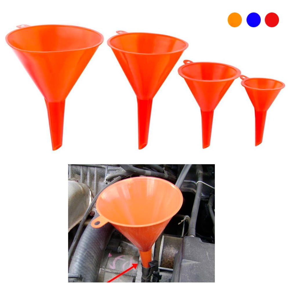 4pc Plastic Funnel Set for Auto, Home, Kitchen, Garden - Engine Oil & Water Tool, 2" 3" 4" 5 ...