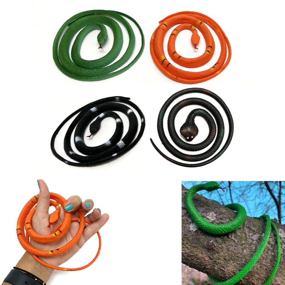 4 Plastic Snakes Toy Realistic Rubber Snake Fake Reptile Prank Keep ...