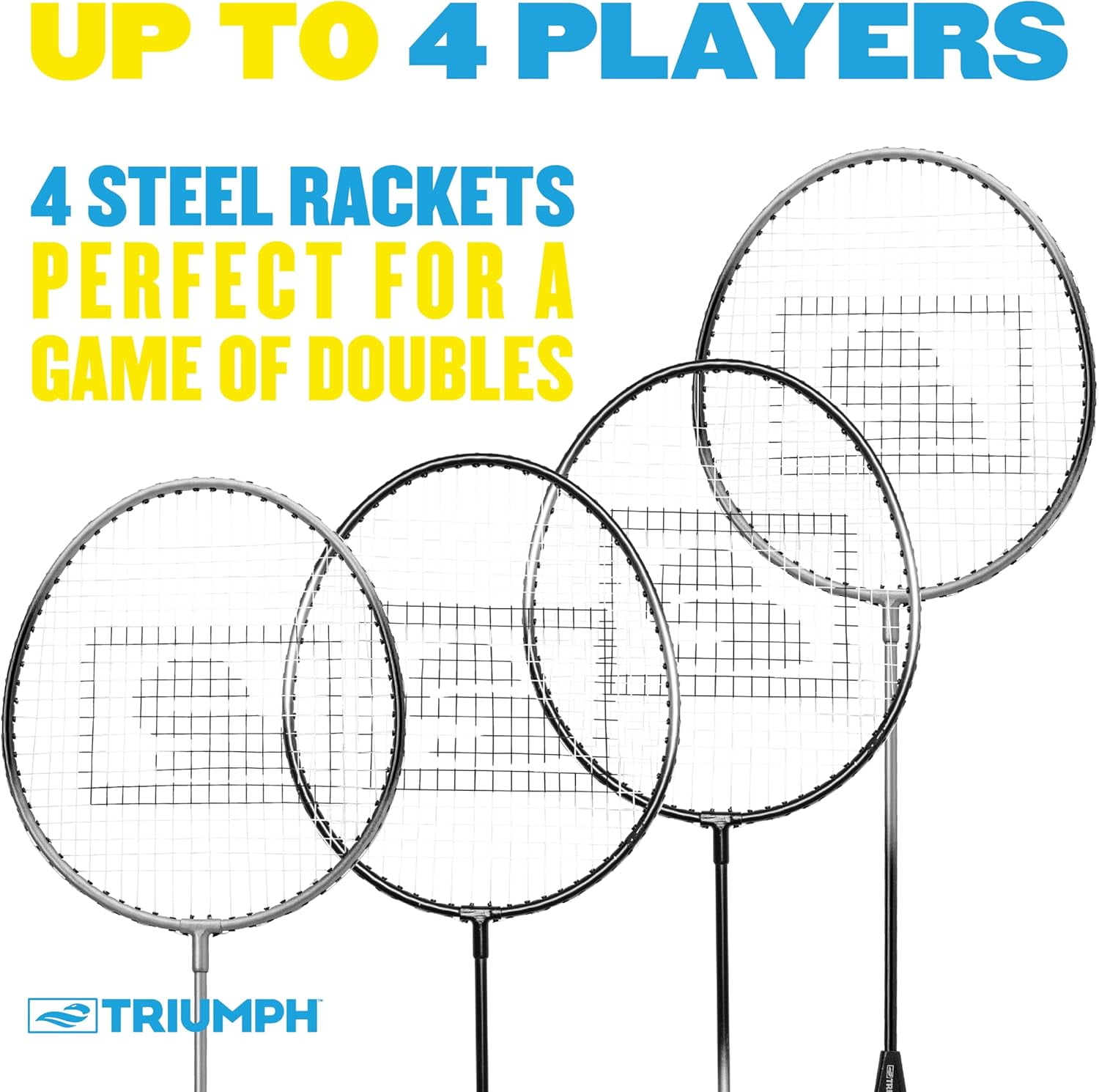 4-Player Badminton Set with Steel Rackets, Shuttlecocks & Carry - Ideal ...