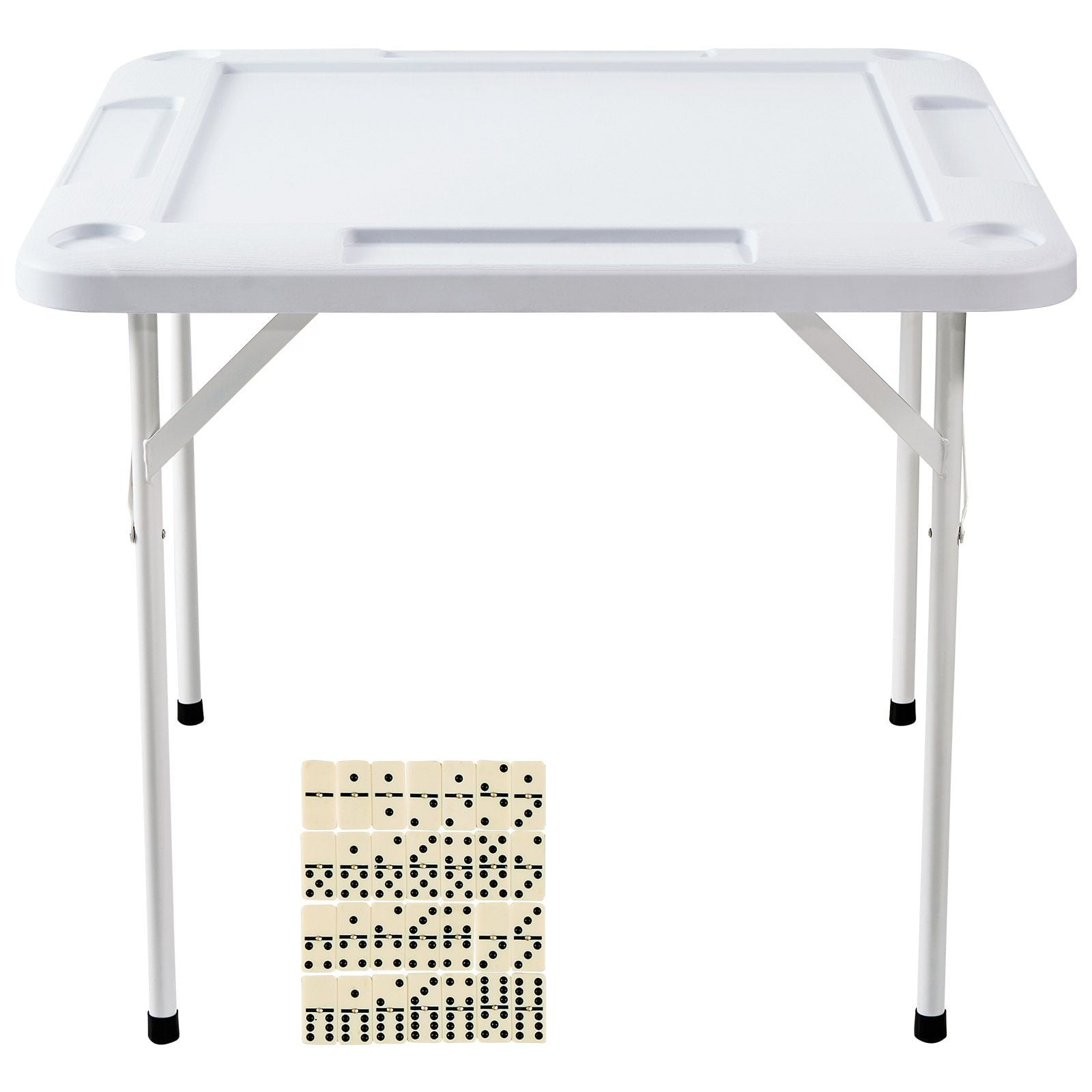 4 Player Folding Mahjong Table Set with Cup Holders, Chip Trays ...