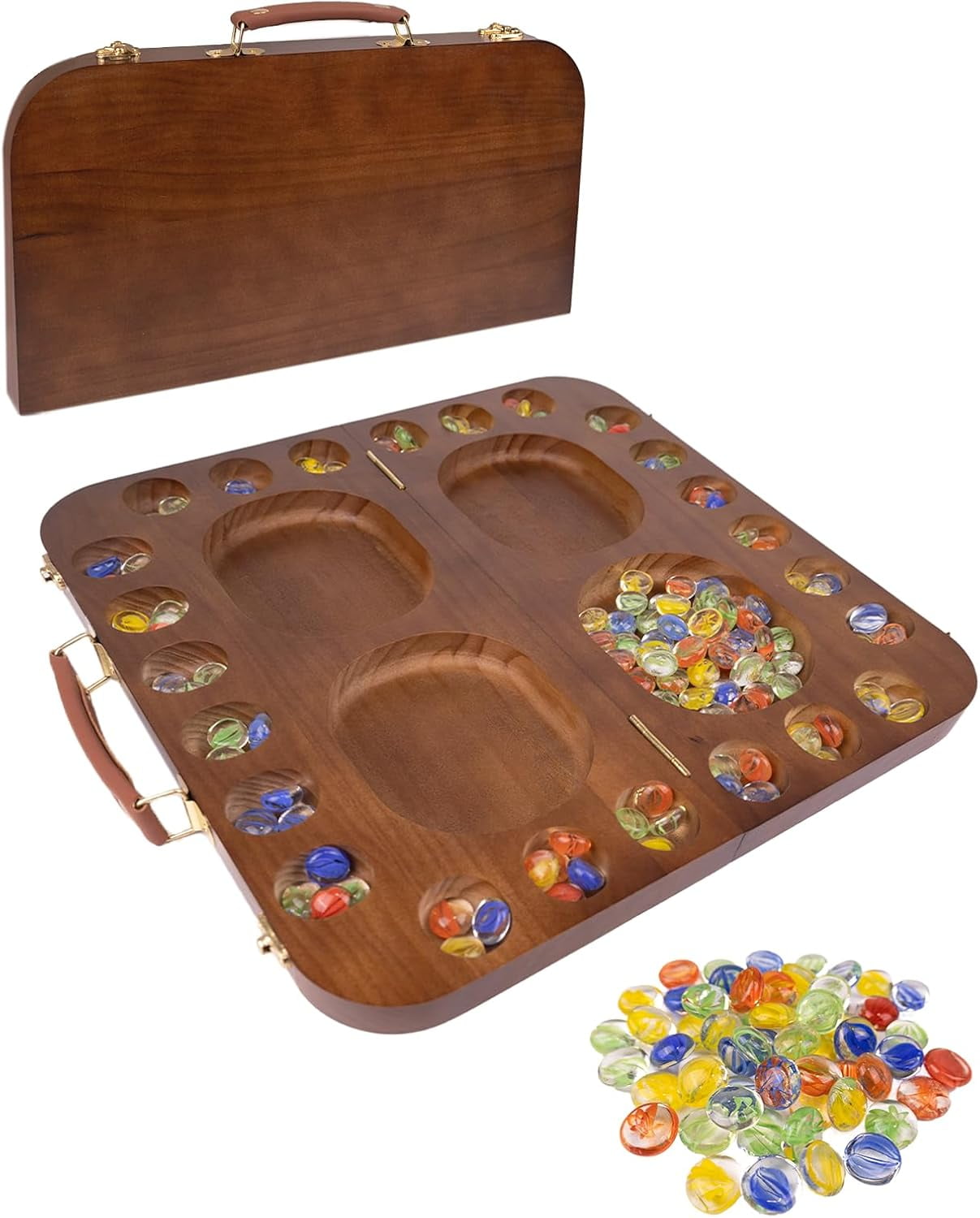 4 Player Wooden Mancala Board Game,4 Player Mancala Board Game Set ...