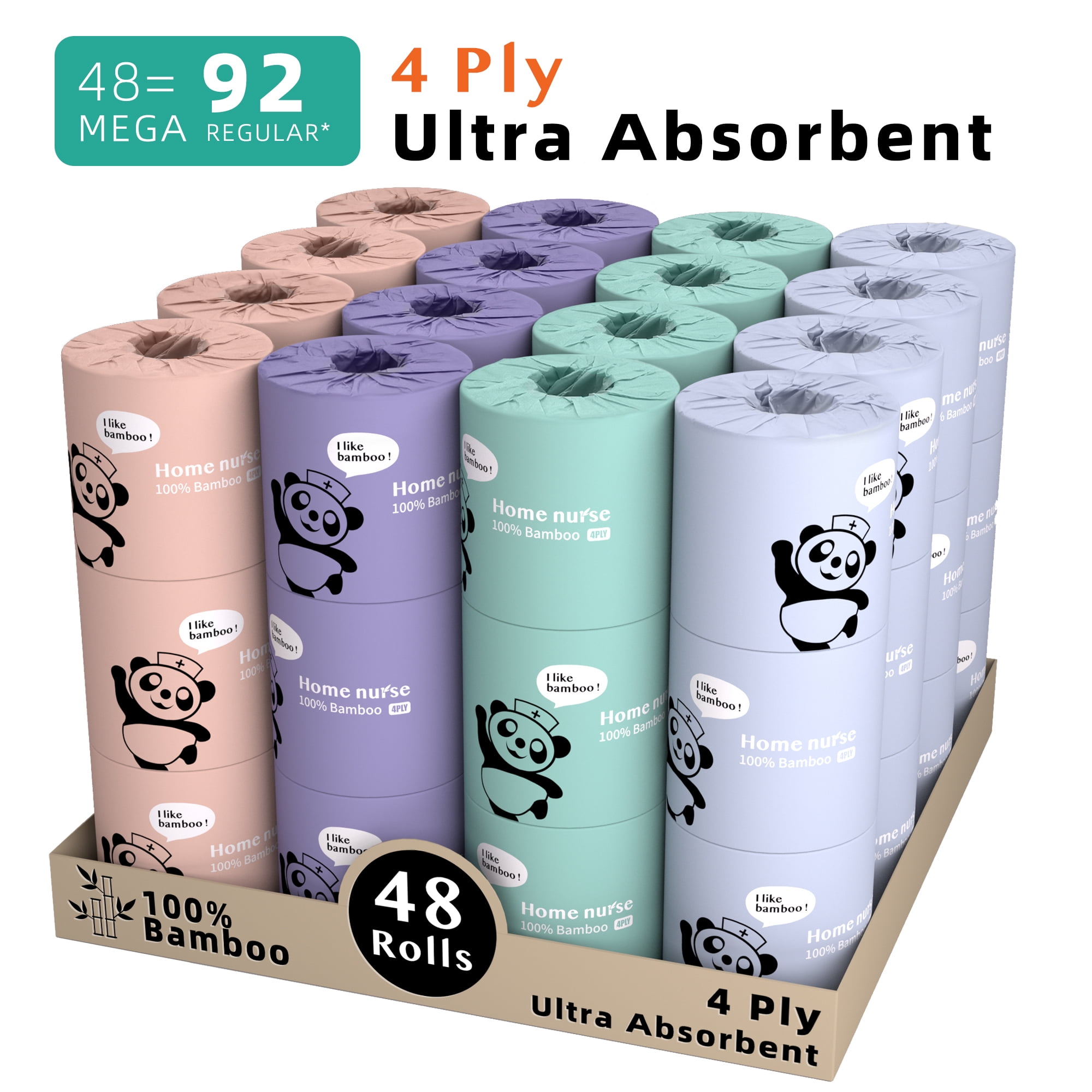 Eco-Friendly 4-Ply, Ultra Absorbent, Unbleached, Bamboo Toilet Paper ...