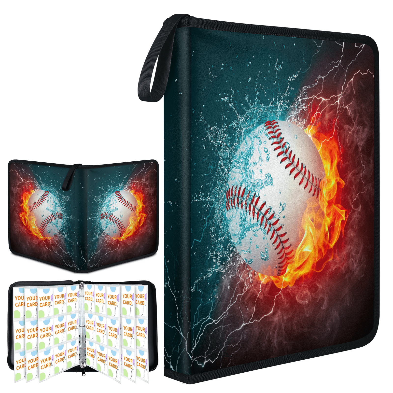 4-Pocket Baseball Card Binder,Holds 400 Cards with 50 Removable Sleeves ...