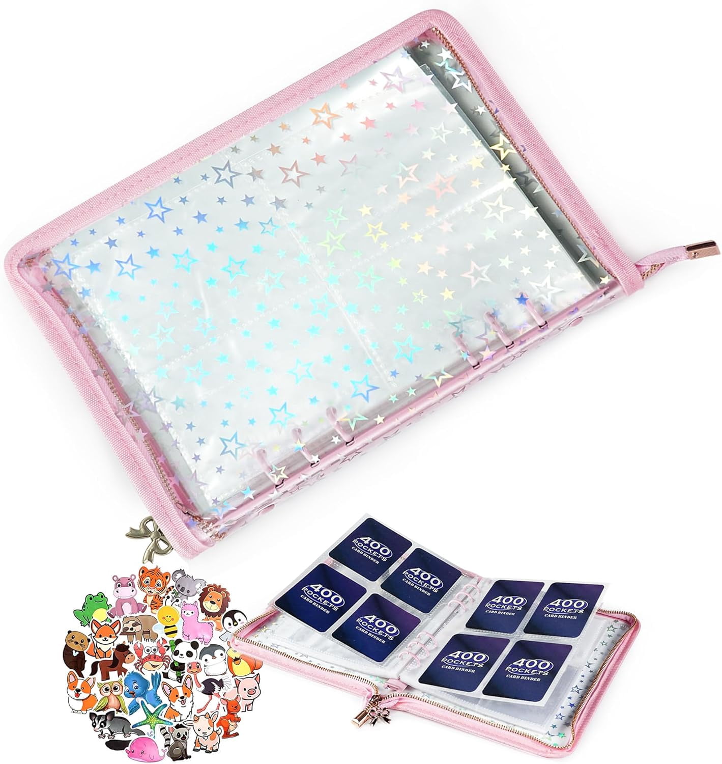 4 Pocket Card Binder for Girls with 20 Stickers, A5 Kpop Photocard ...