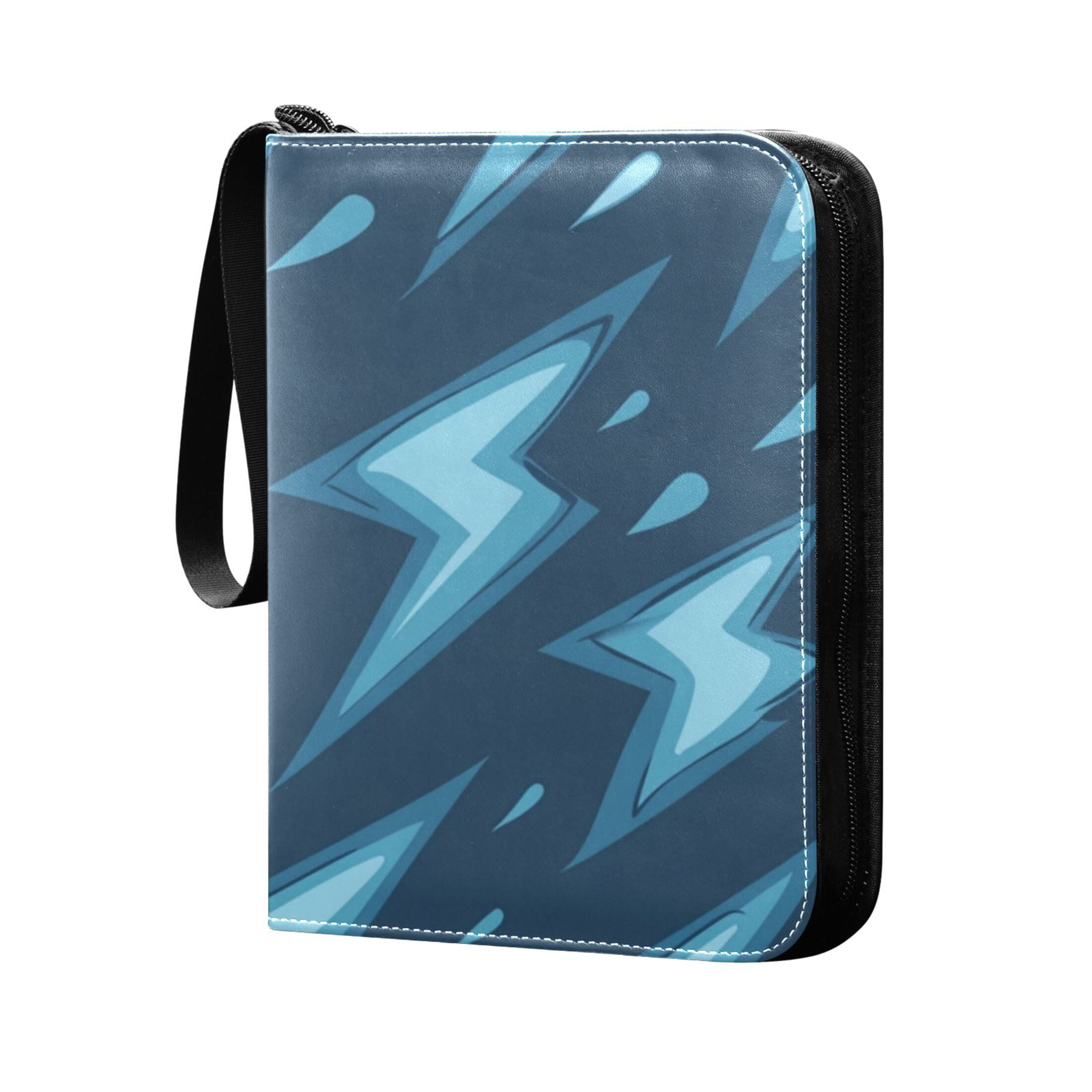 4 Pocket Card Binder with 50-page sleeve can hold 400 game cards. Cartoon Blue Lightning Bolt ...