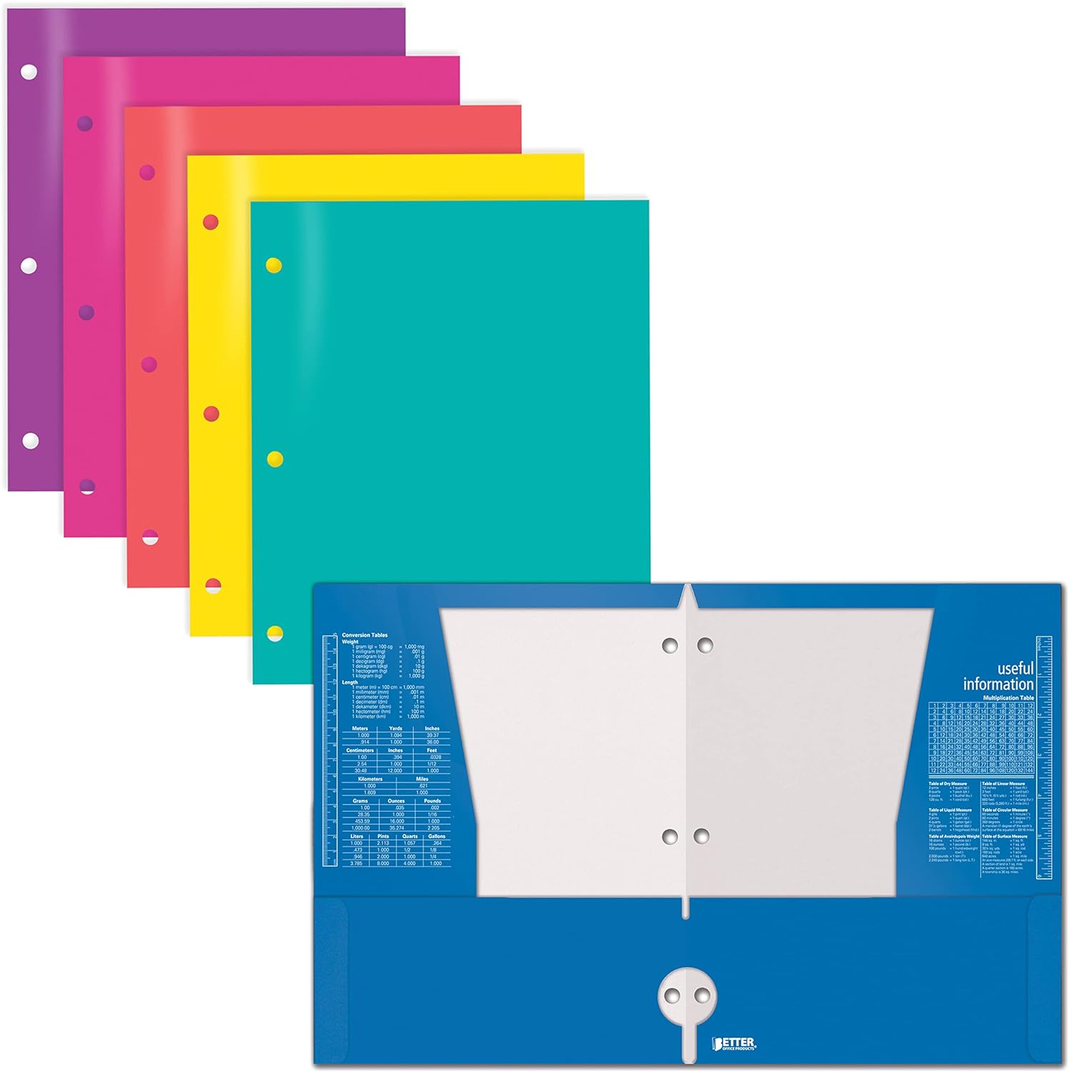 4-Pocket Glossy Laminated Paper Folders (6 Pack), 3-Hole Punch ...