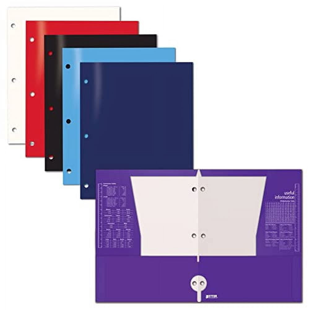 4 Pocket Glossy Laminated Paper Folders (6 Pack), 3 Hole Punch ...
