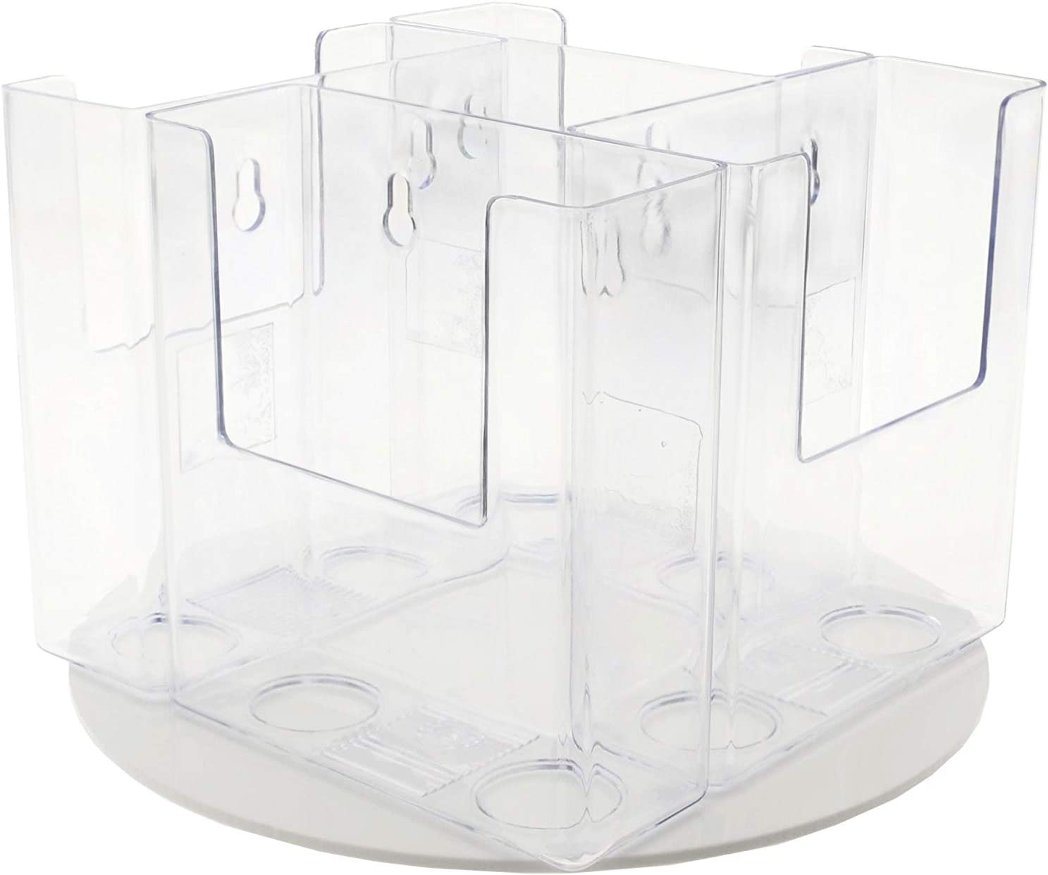 4 Pocket Spinning Tri-Fold Brochure Rotating Counter Display Clear with ...