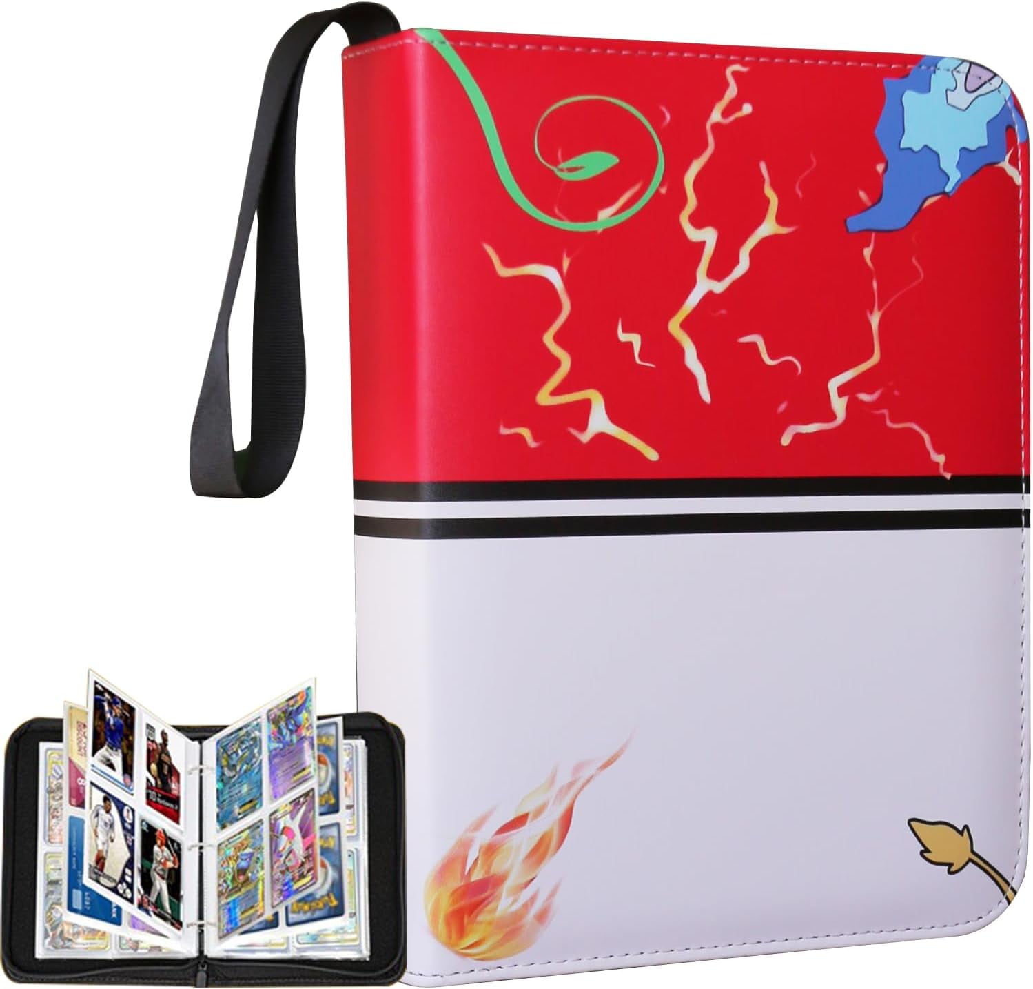 4-Pocket Trading Card Binder with Zipper, 400 Card Holder Album, PU ...