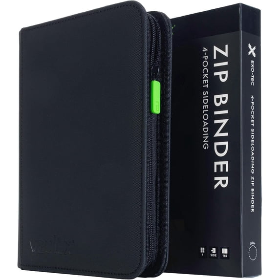 4 Pocket Zip Binder, 160 Cards, Exo-Tec Material, 20 Side-Loading Pages ...