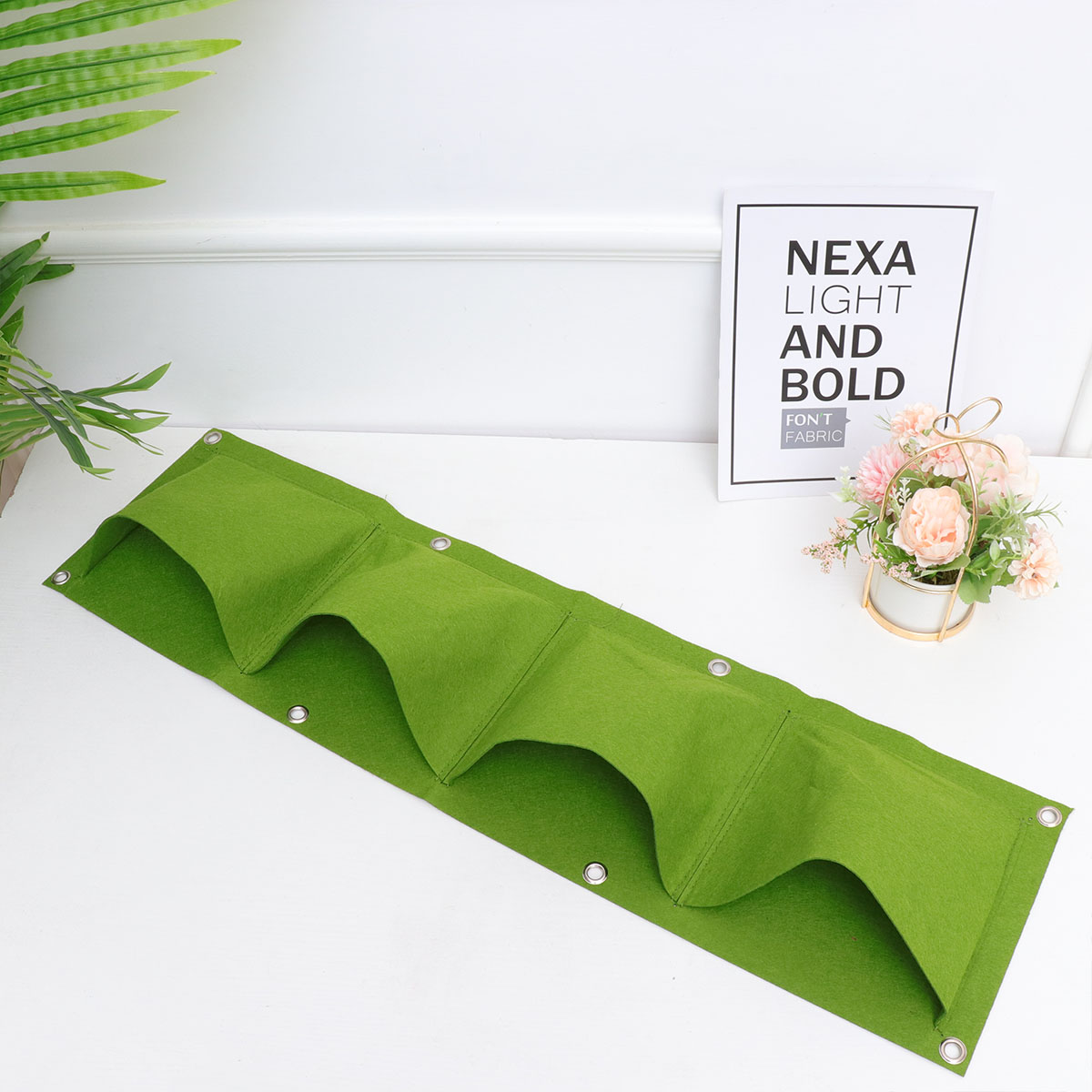 4 Pocket Vertical Garden Planter Wall Mounted Planting Bags Hangers ...