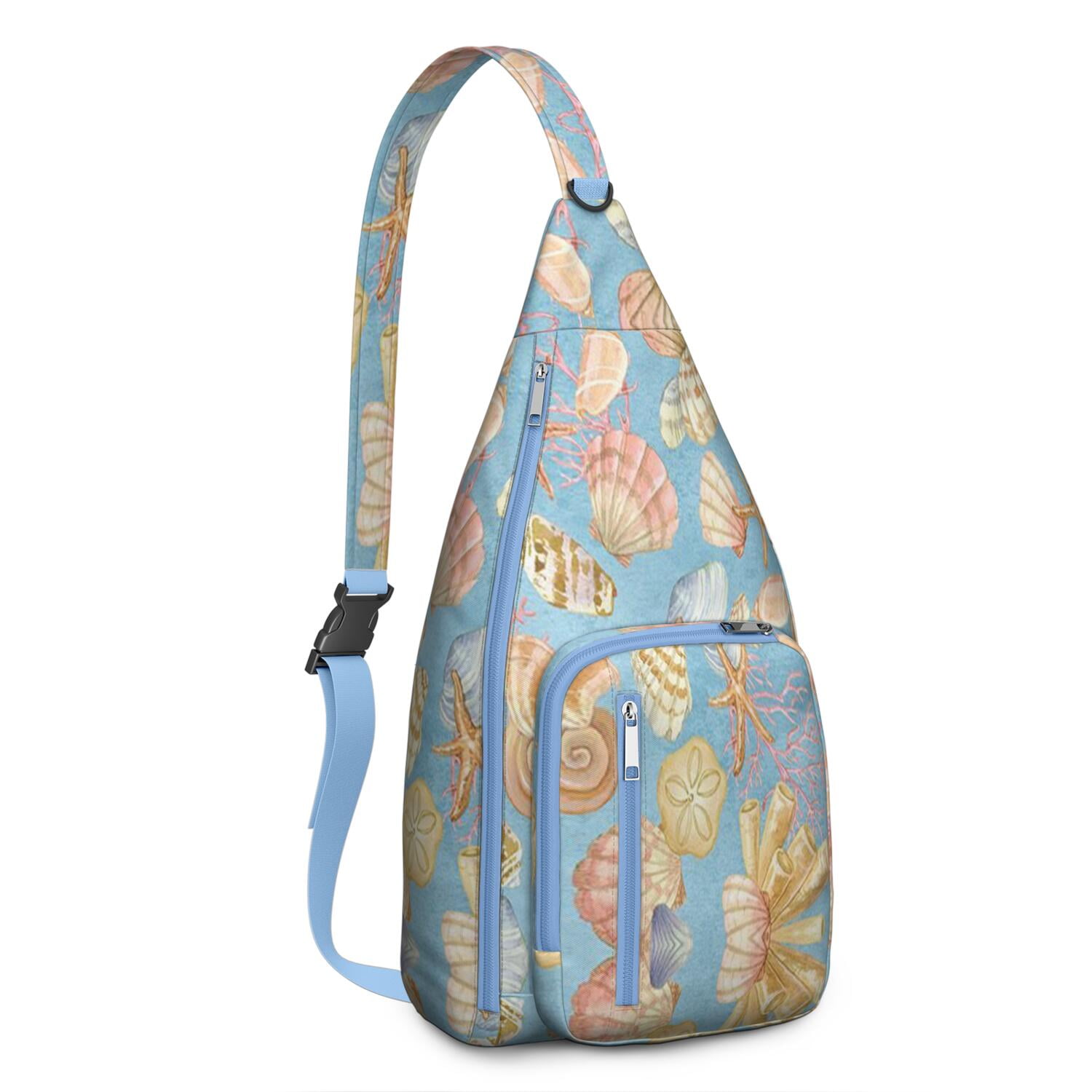4-Pockets Cross Body Bags for Woman Men,Cute Sea Life Sling Bag Chest ...
