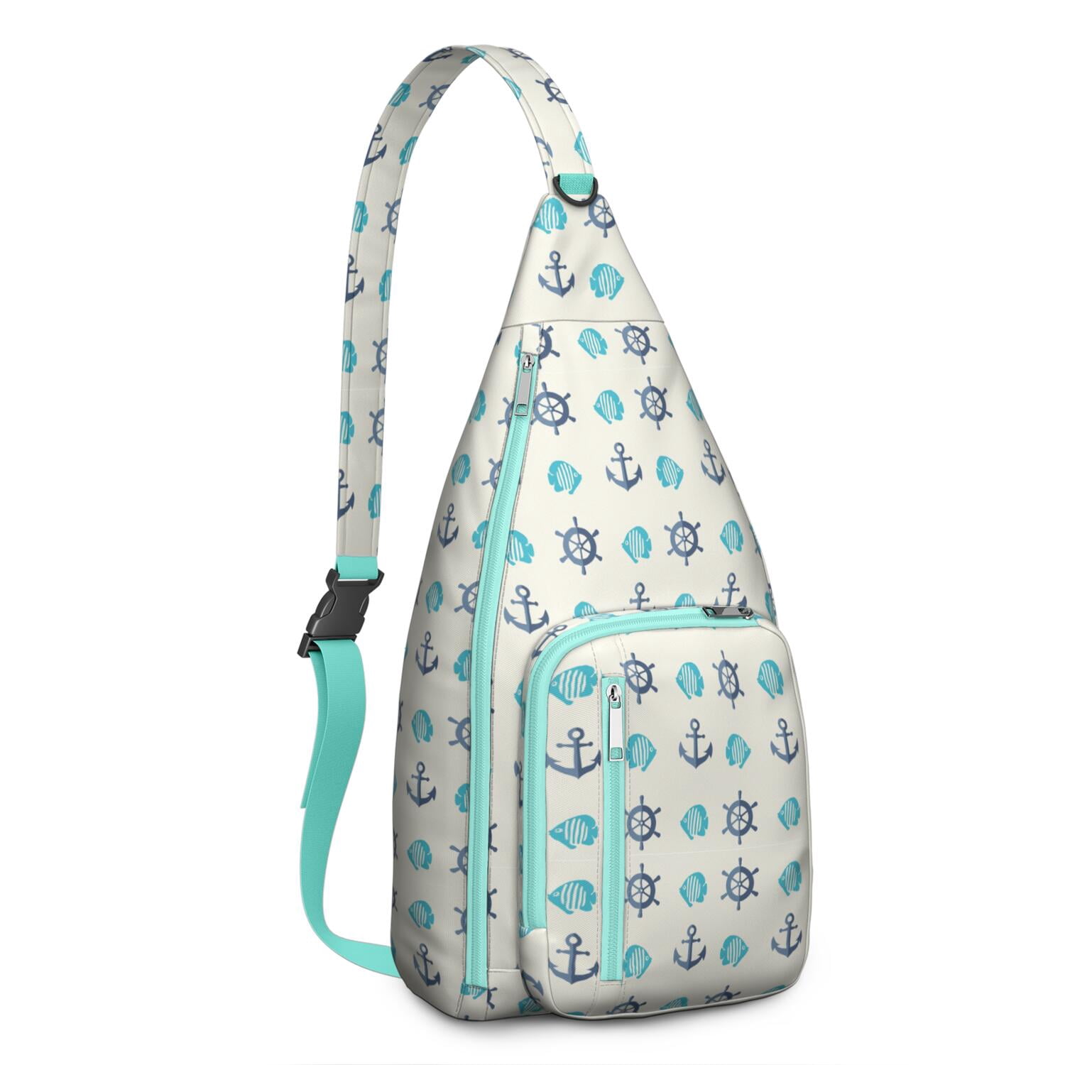 4-Pockets Cross Body Bags for Woman Men,Cute Sea Life Sling Bag Chest ...