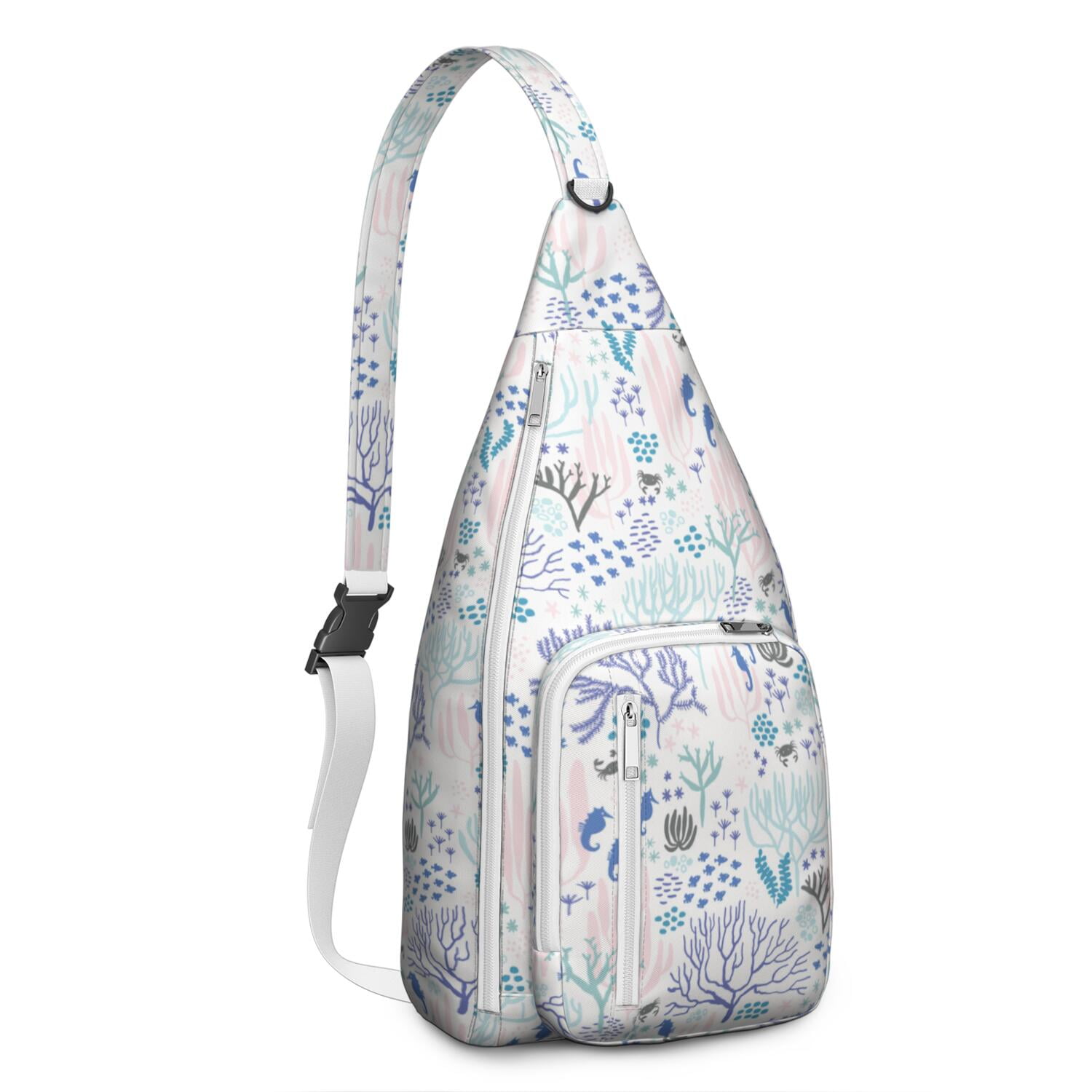 4-Pockets Cross Body Bags for Woman Men,Cute Sea Life Sling Bag Chest ...