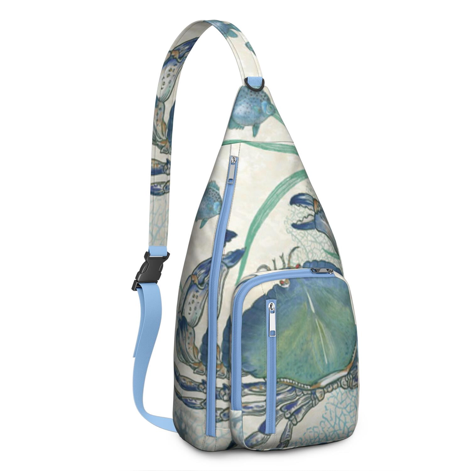 4-Pockets Cross Body Bags for Woman Men,Cute Sea Life Sling Bag Chest ...