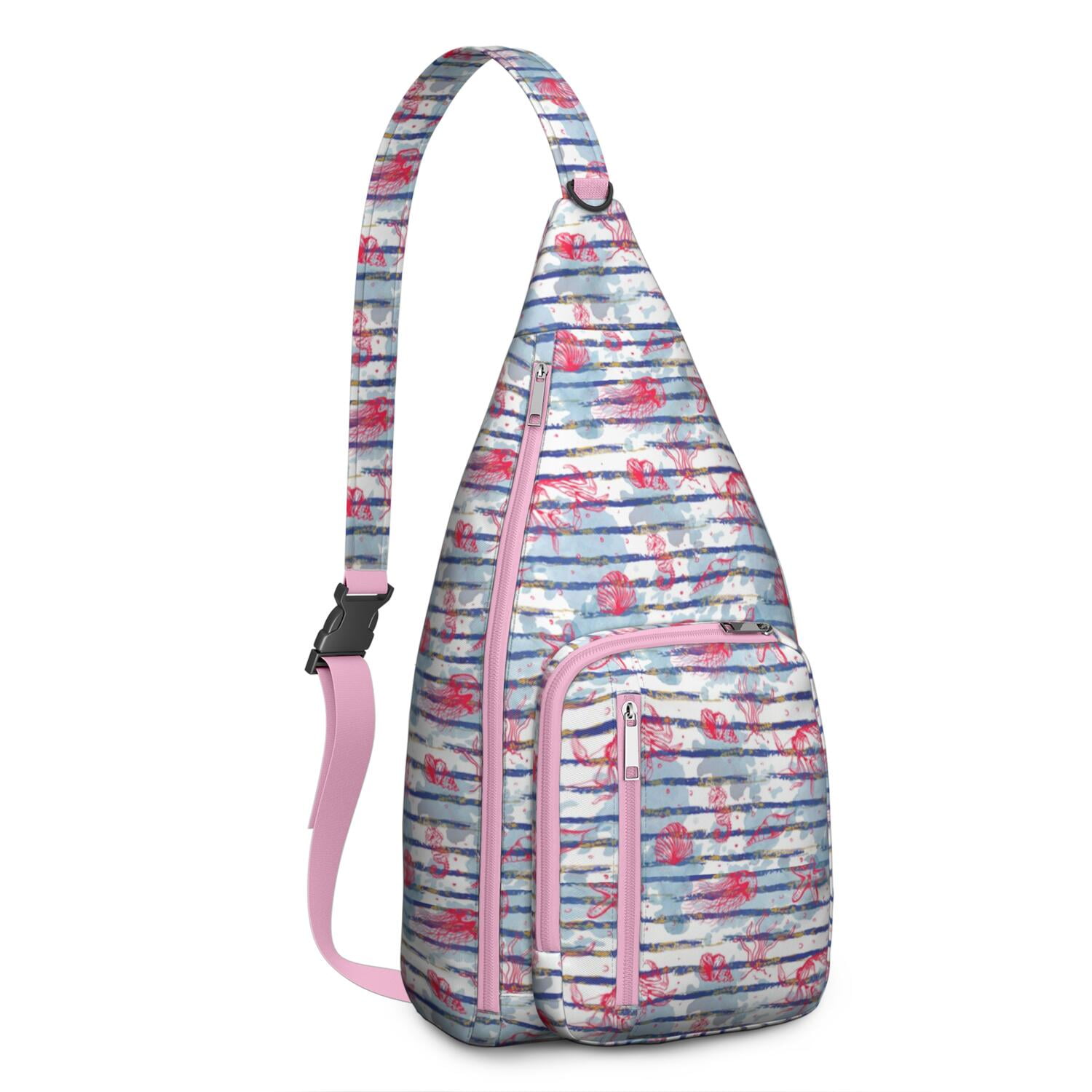 4-Pockets Cross Body Bags for Woman Men,Cute Sea Life Sling Bag Chest ...