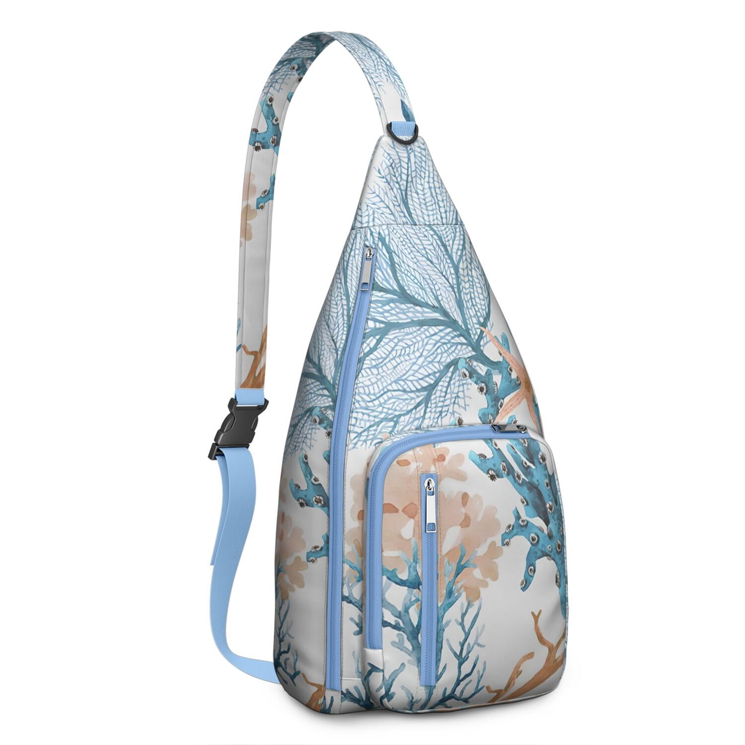 4-Pockets Cross Body Bags for Woman Men,Cute Sea Life Sling Bag Chest ...