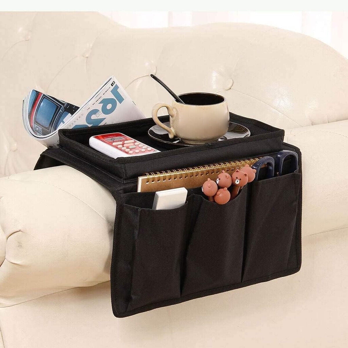 4 Pockets Sofa Chair Arm Rest Organiser Tray Armchair Caddy Storage ...