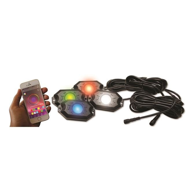 4 Pod RGB Hi Power Rock Light Complete Kit with Bluetooth APP Controls ...