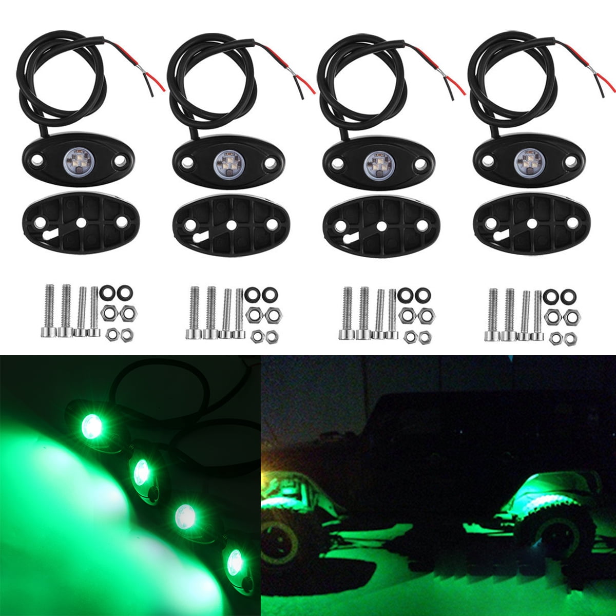 4 Pods Lights 3 LED Rock Light Off Road Car Truck Boat Camper ATV SUV ...