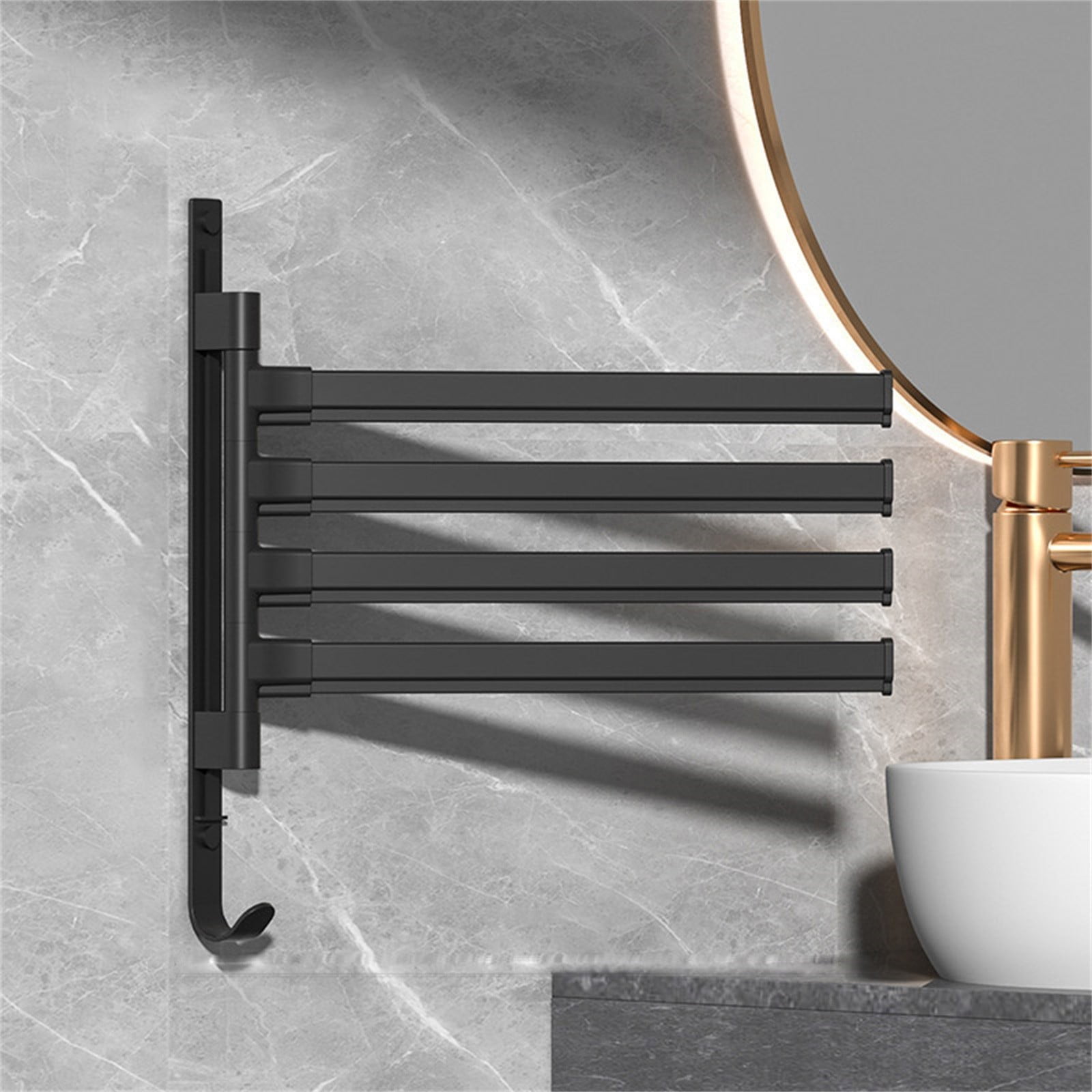 No Drill Towel Rack Rotating Creative Punch Towel Rack 360° Rotating ...