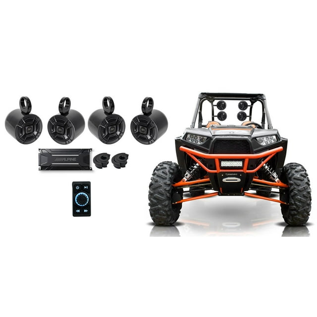 4) Polk Audio 6.5" Tower Speakers+Alpine Amplifier+Bluetooth Switch RZR ...