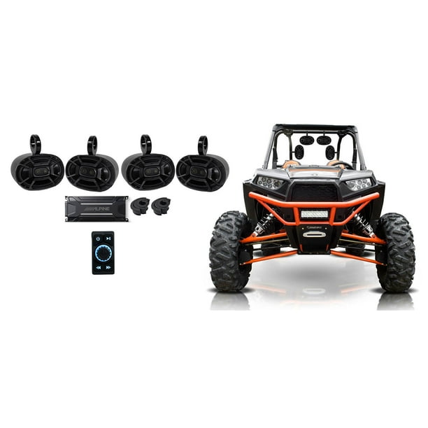 4) Polk Audio 6x9" Tower Speakers+Alpine Amplifier+Bluetooth Switch RZR ...