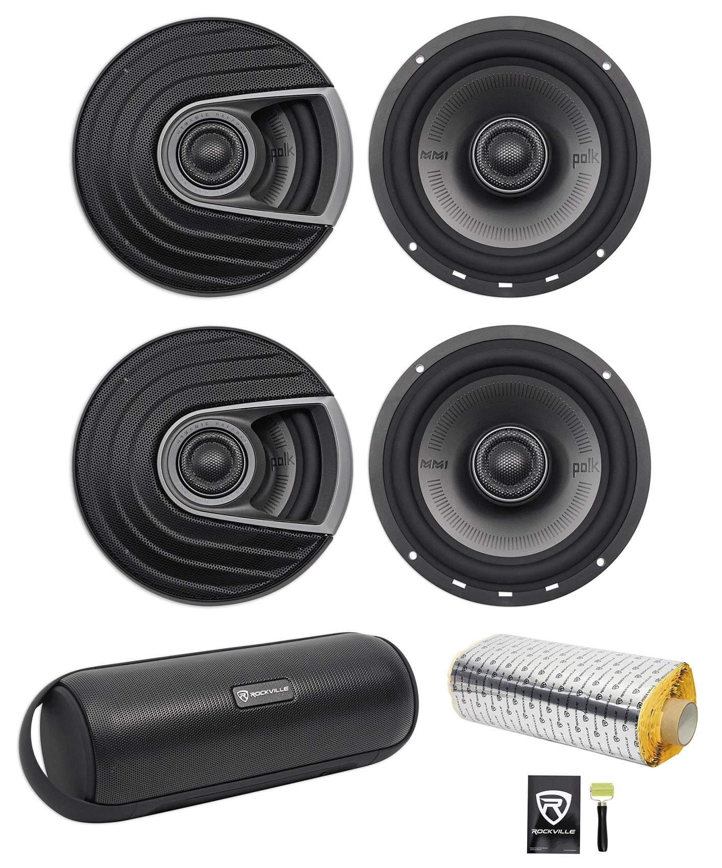 (4) Polk Audio MM652 6.5” 1200w Car Audio/Marine Speakers+Rockmat+Free ...