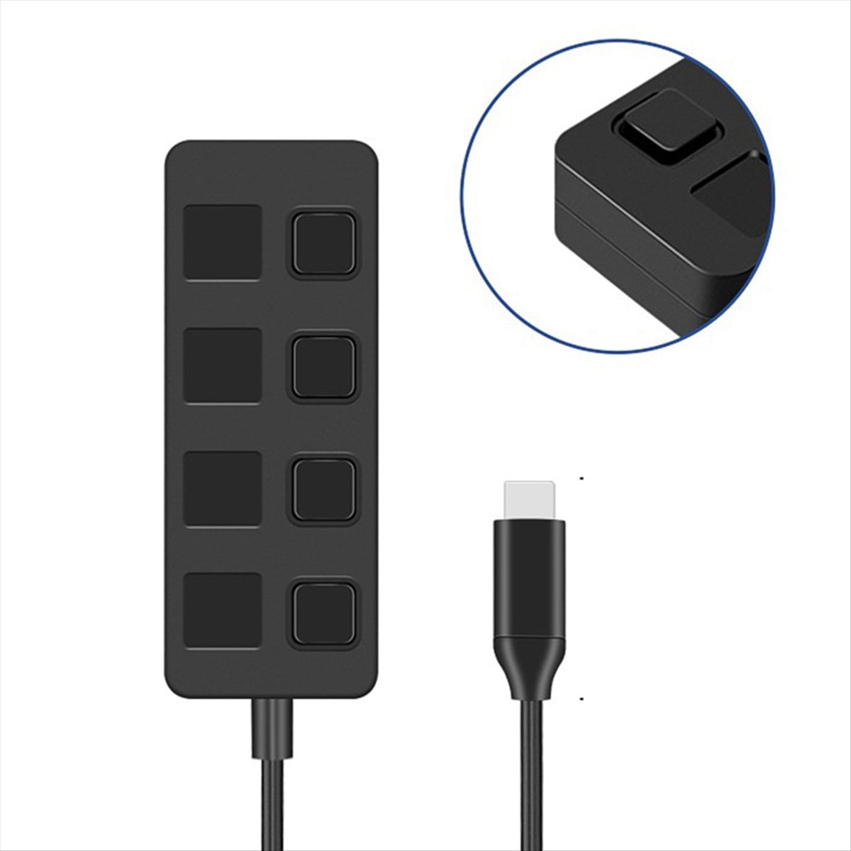 4-Port Button USB3.0 HUB Switch USB Splitter1 to 4 Hub Type-C Extender ...