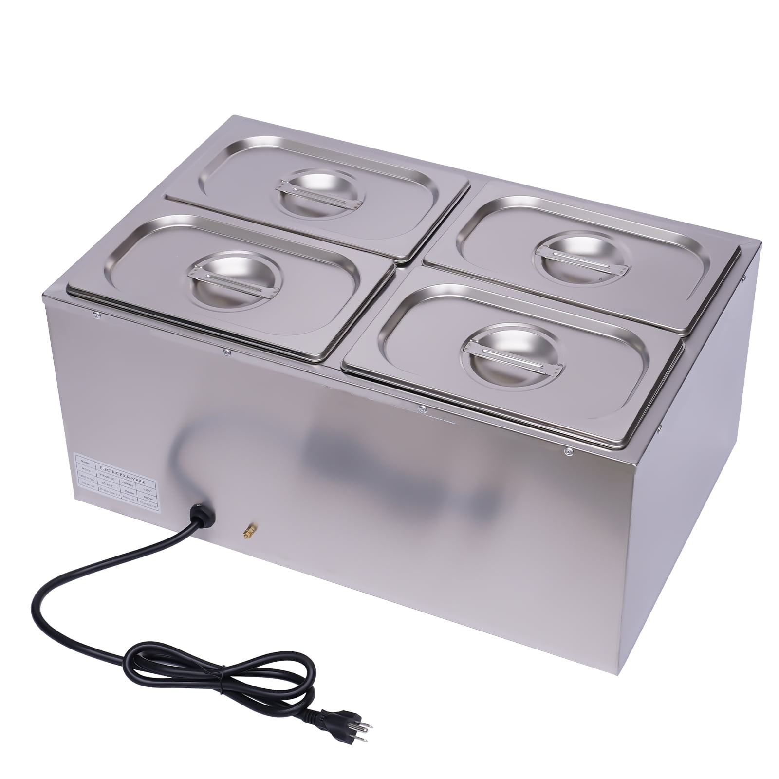 4-Port Electric Soup Warmer, 110V Keep-Warm Buffet Tray, Stainless ...