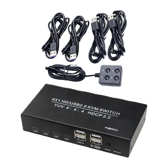 4 Port KVM Switches For HDTV Supporting 4K 60Hz Output Allowing Control ...