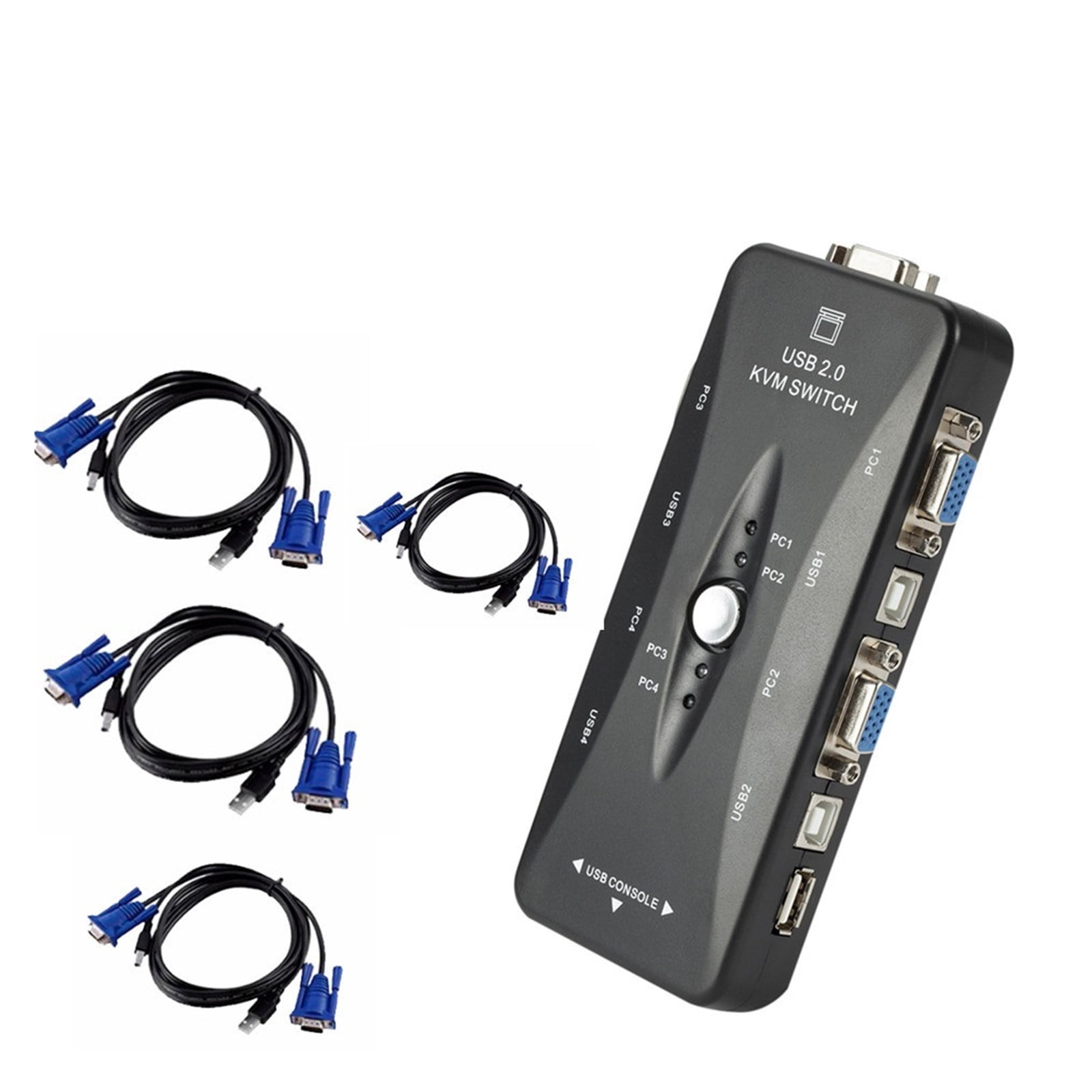 4 Port Kvm Switch USB 2.0 VGA Splitter Printer Mouse Keyboard Pendrive ...