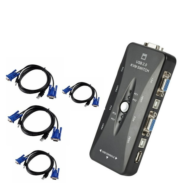 4 Port Kvm Switch USB 2.0 VGA Splitter Printer Mouse Keyboard Pendrive Share Switcher 1920*1440 ...