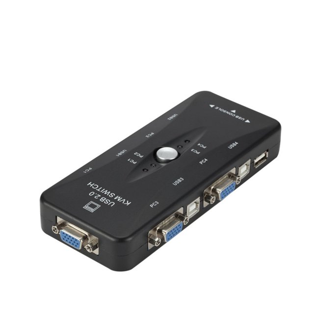 4 Port Kvm Switch USB 2.0 VGA Splitter Printer Mouse Keyboard Pendrive ...