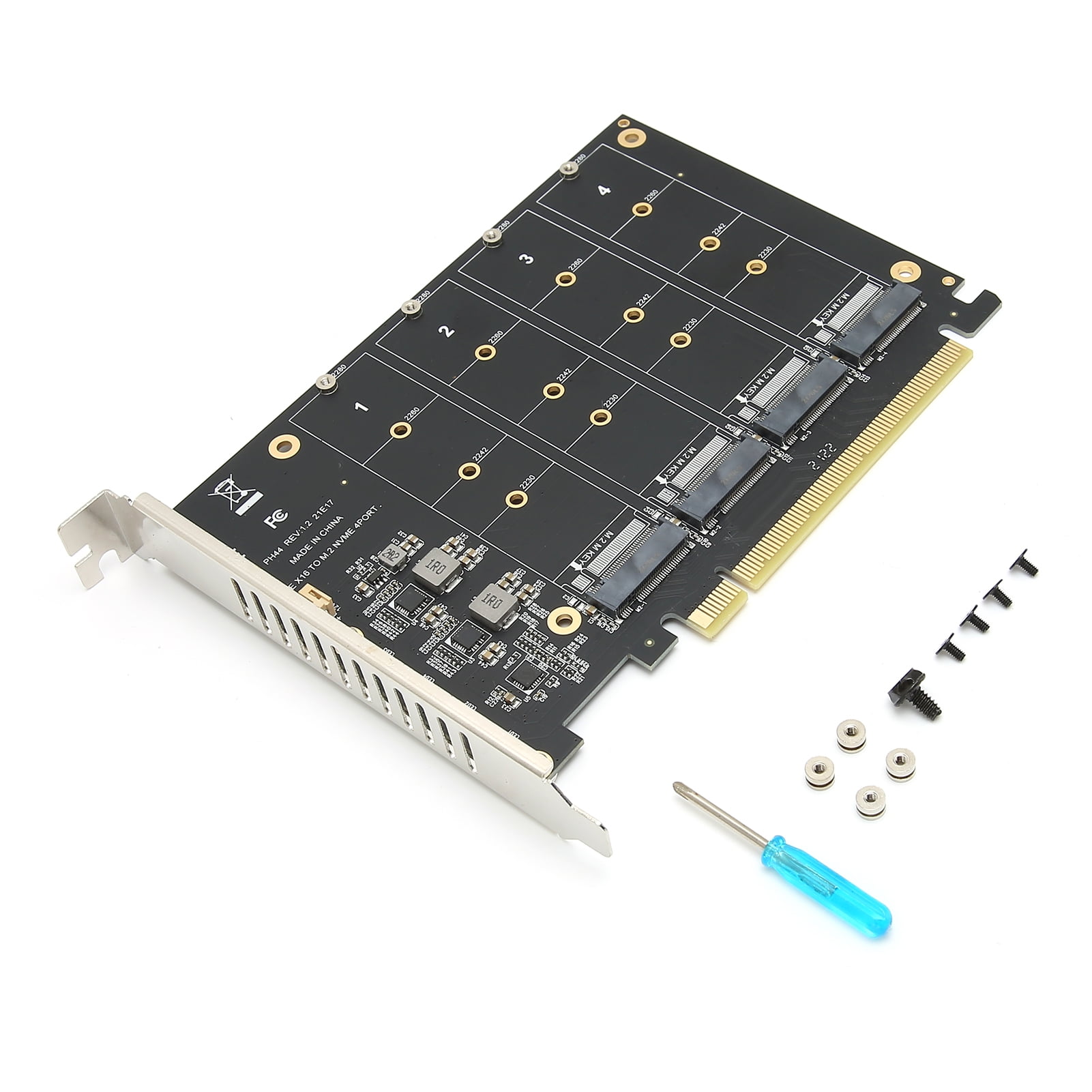 4 Port M.2 NVMe SSD Adapter Card For PCIE X16 LED Indicators, Stable ...