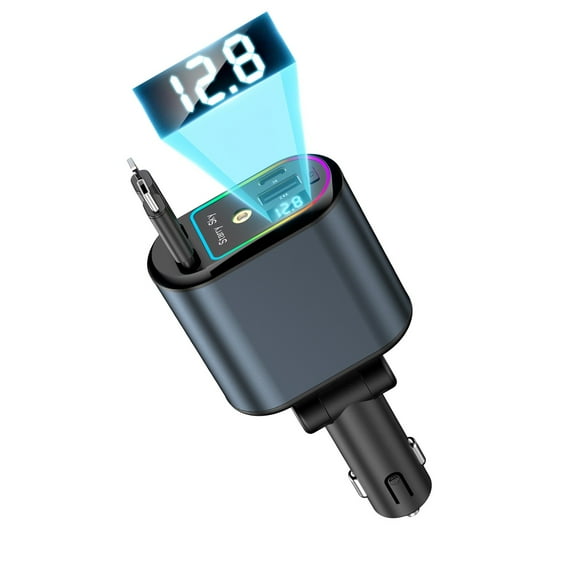 4 Port Metal Car Device 120W Rapid Charging Digital Screen Live ...