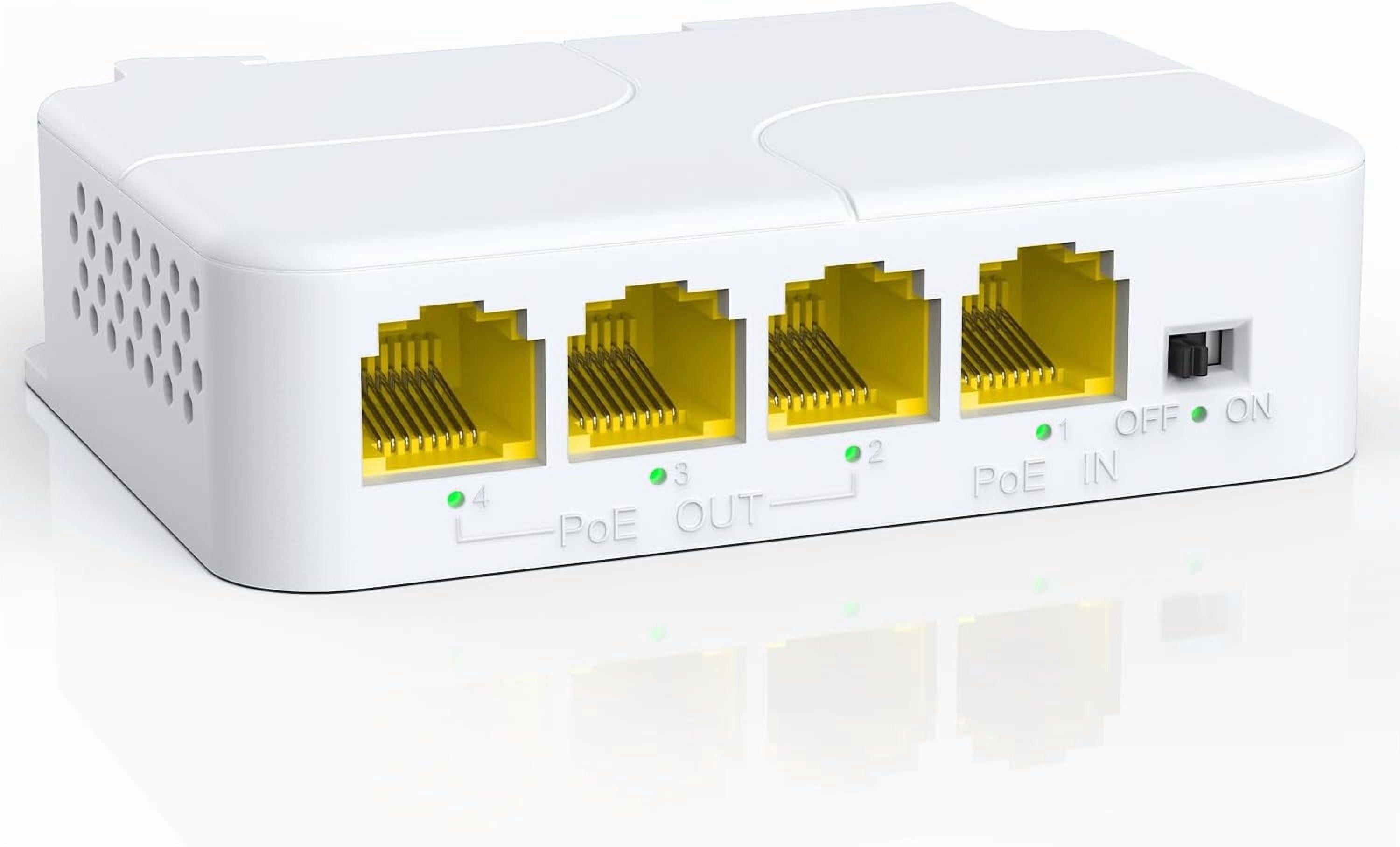 4 Port PoE Extender Gigabit with 3 PoE Out, IEEE 802.3af/at Mini 4 ...